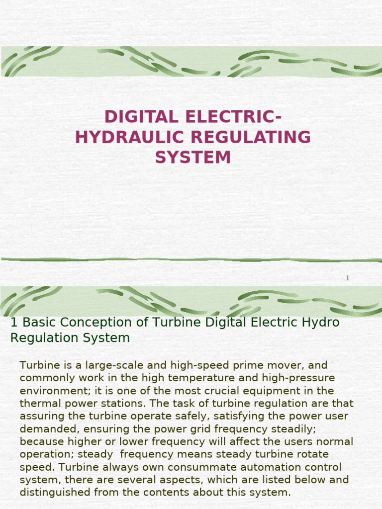 Digital Electric-Hydraulic Regulating System (Deh) | PDF | Turbine ...