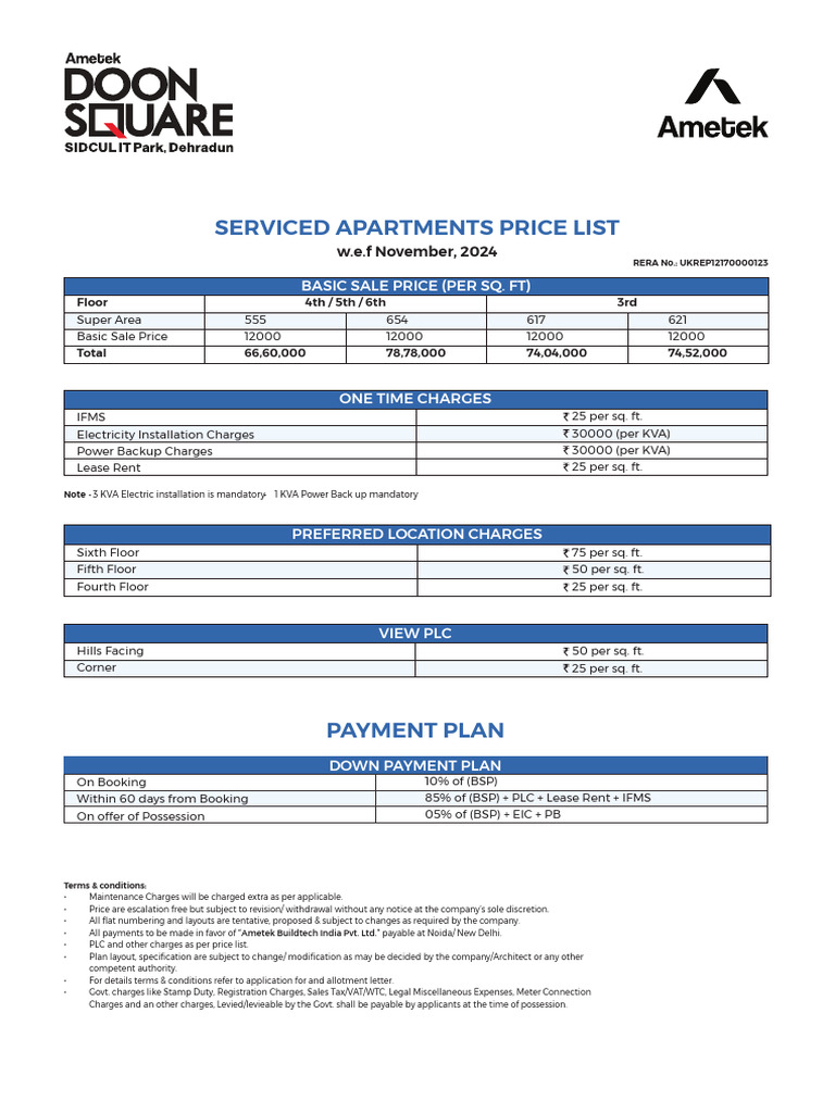 Doon Square Price List (Studio+Retail) | PDF | Government Finances ...