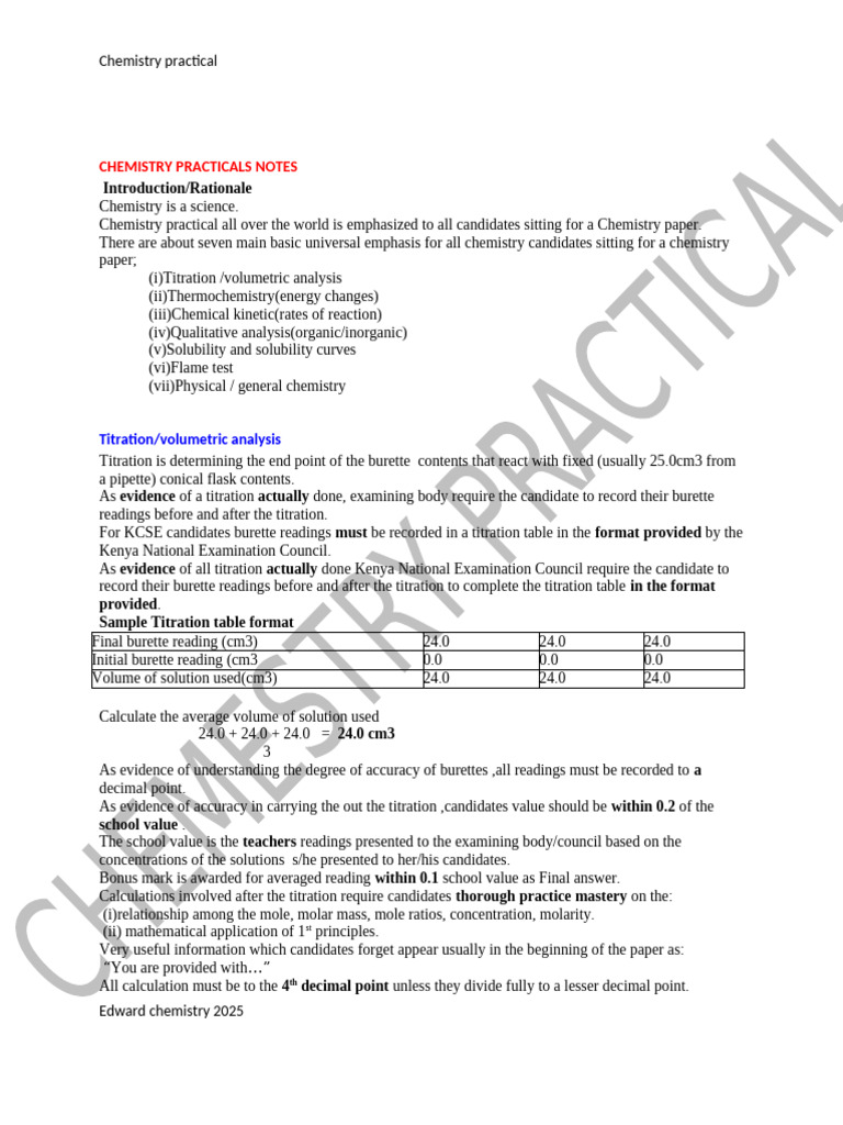 CHEMISTRY-PRACTICALS-NOTES | PDF | Precipitation (Chemistry) | Reaction ...
