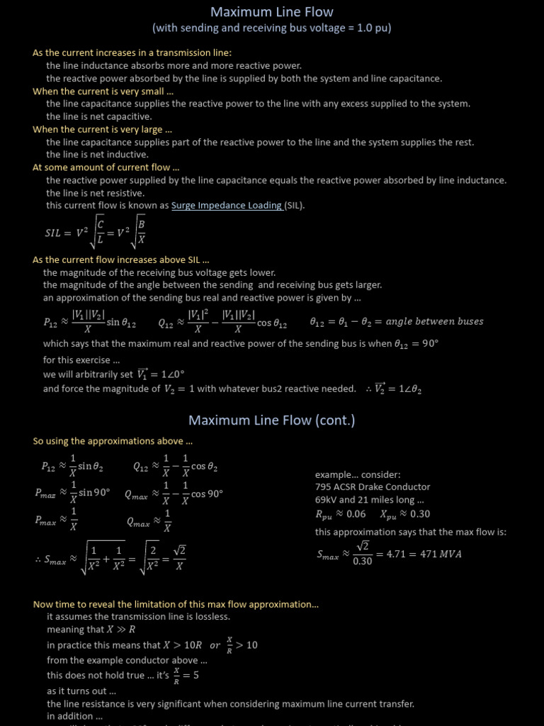 Max Line Flow Derivation | PDF | Ac Power | Physical Quantities