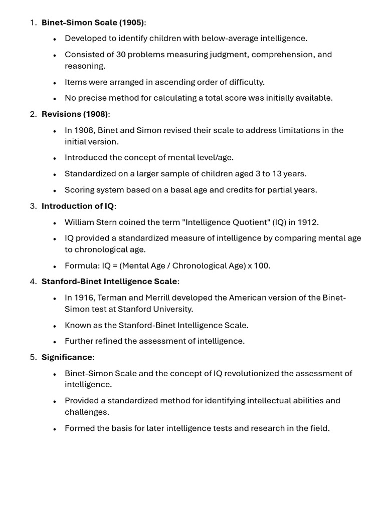 History and Types of Intelligence Tests | PDF | Intelligence Quotient ...