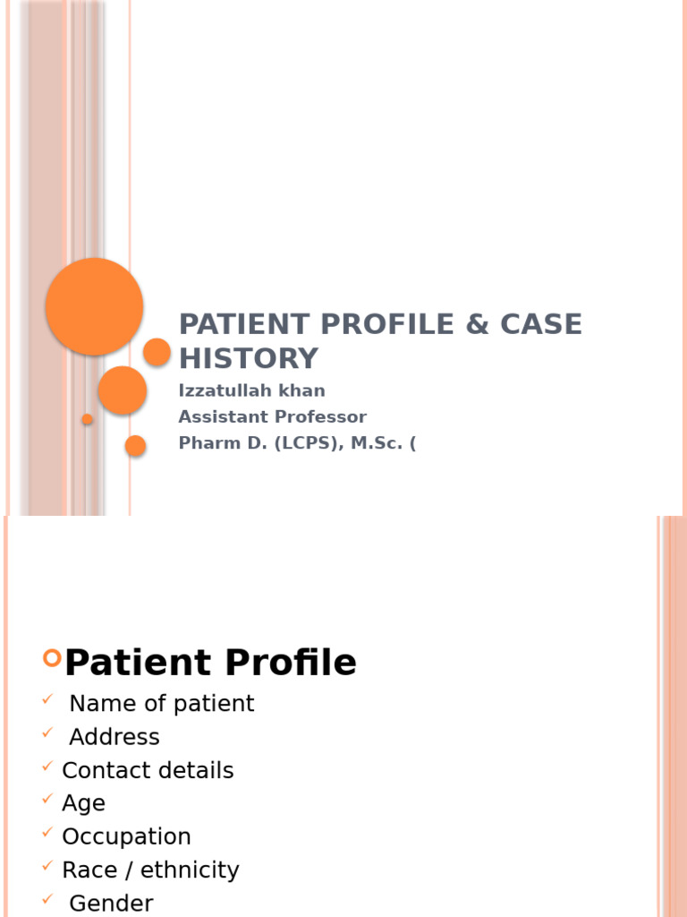 Patient Profile & Case History | PDF | Medical Diagnosis | Physical ...
