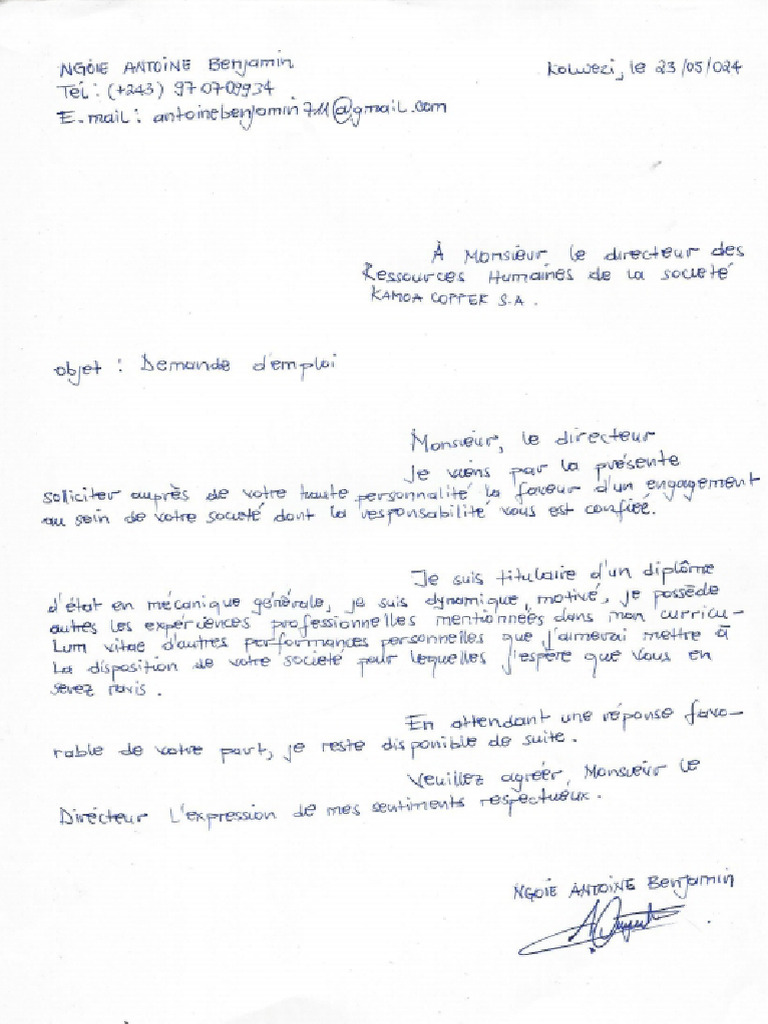 Ngoie Antoine Benjamin | PDF