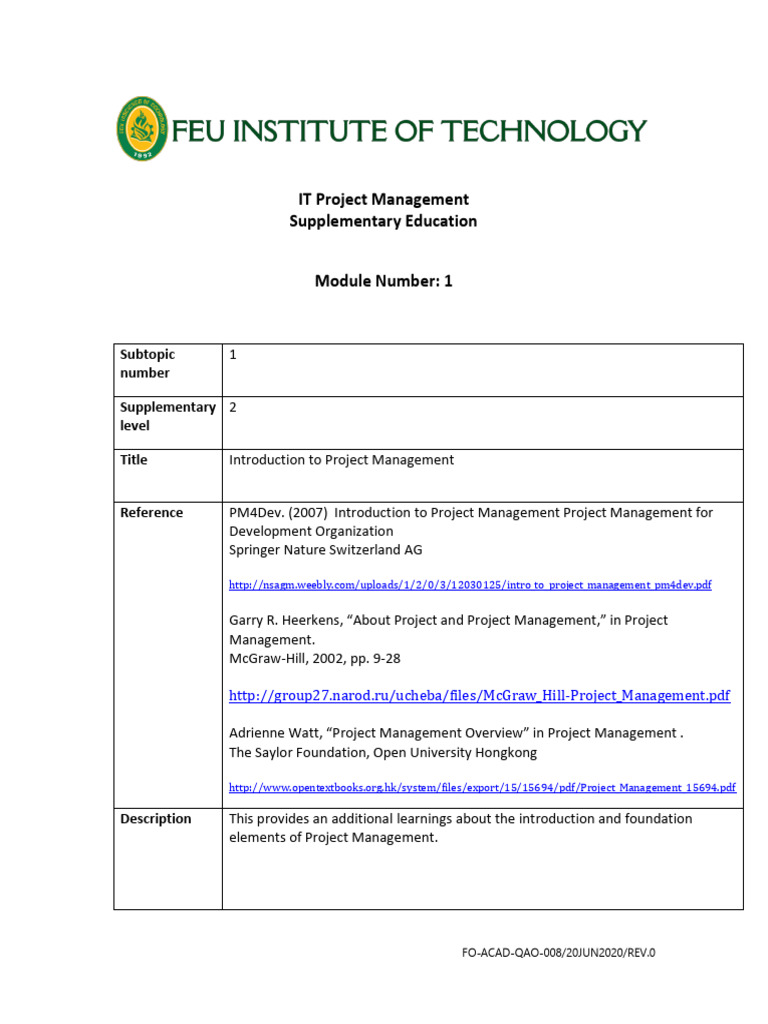Supplementary Materials 2 - Module 1 | PDF
