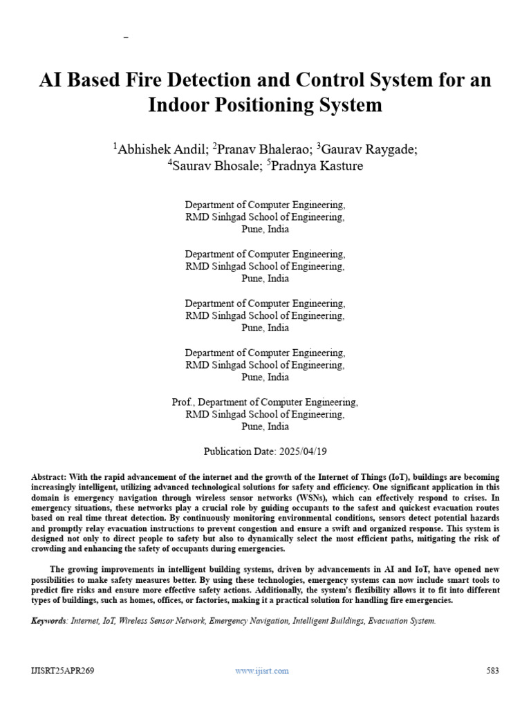 AI Based Fire Detection and Control System For An Indoor Positioning System | PDF | Internet Of ...