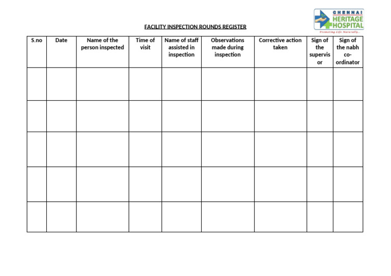 FACILITY INSPECTION ROUNDS REGISTER | PDF