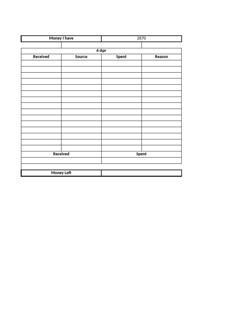 Daily Money Tracking Log | PDF
