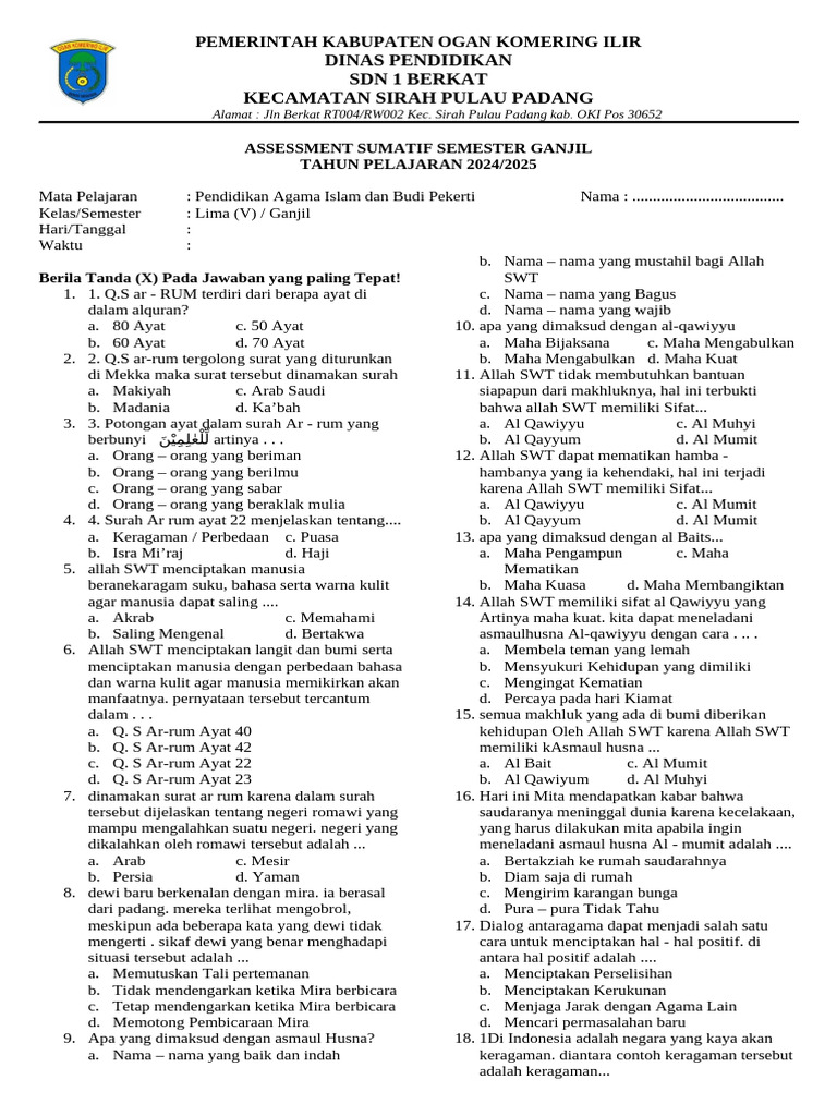 Pai Kelas 5 Ganjil | PDF