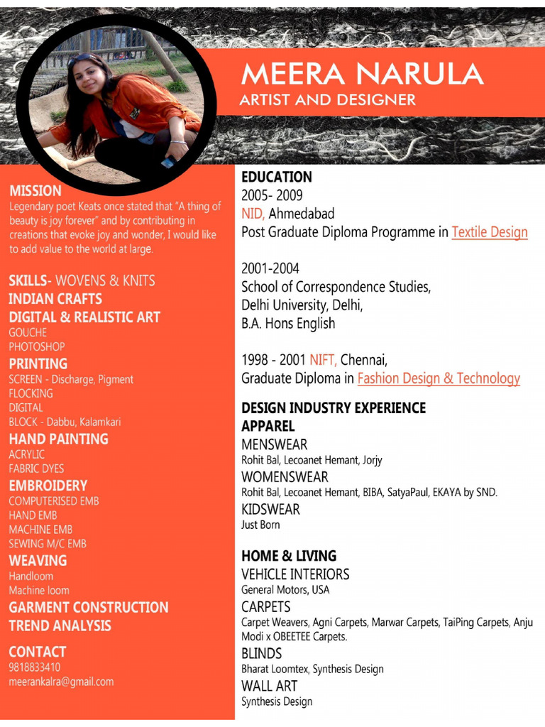 Meera Narula - Artist & Designer - Resume - May 2024 | PDF | Softlines ...