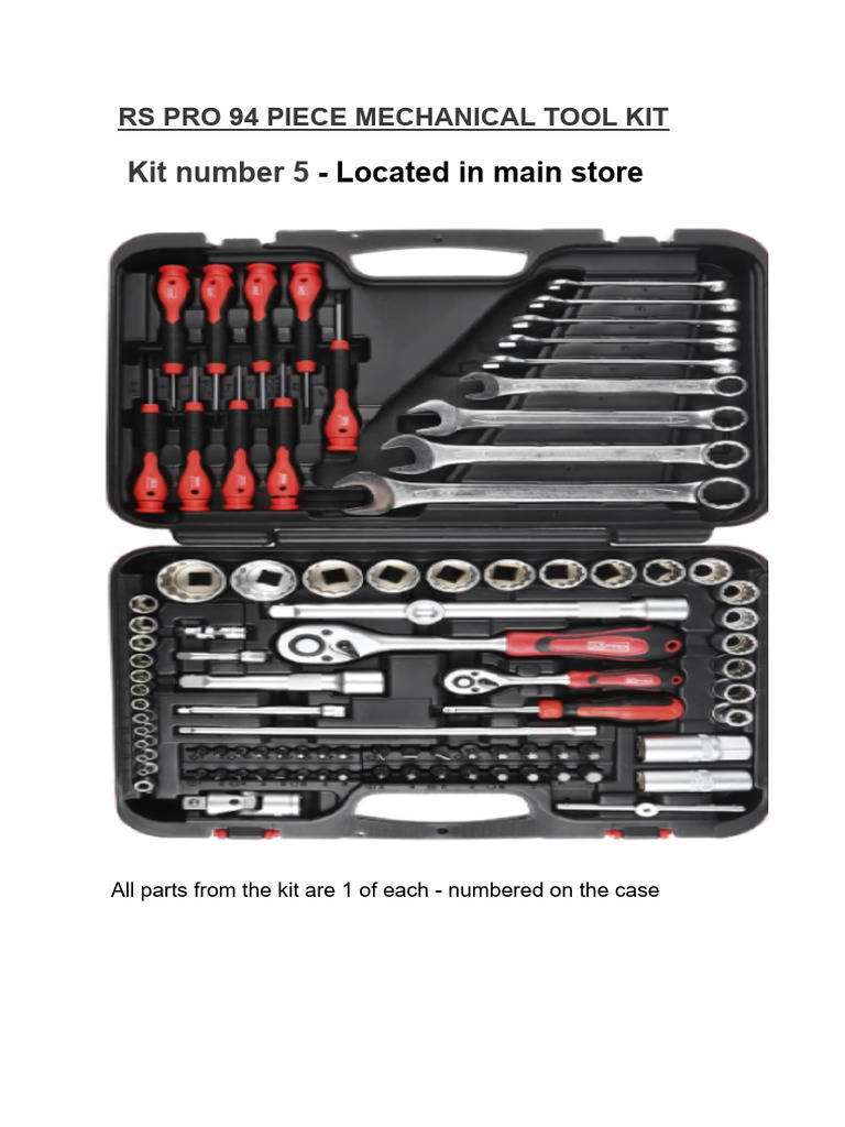 RS PRO 94-Piece Tool Kit Overview | PDF