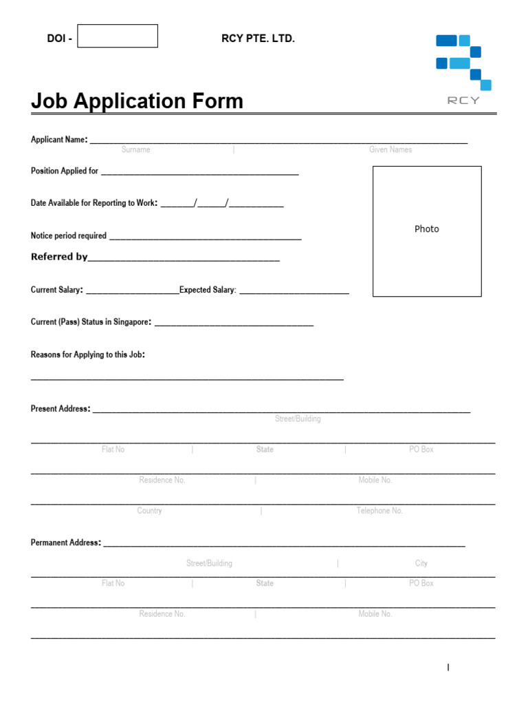 Job Seeker Application Form RCY - R1 | PDF | Government And Personhood