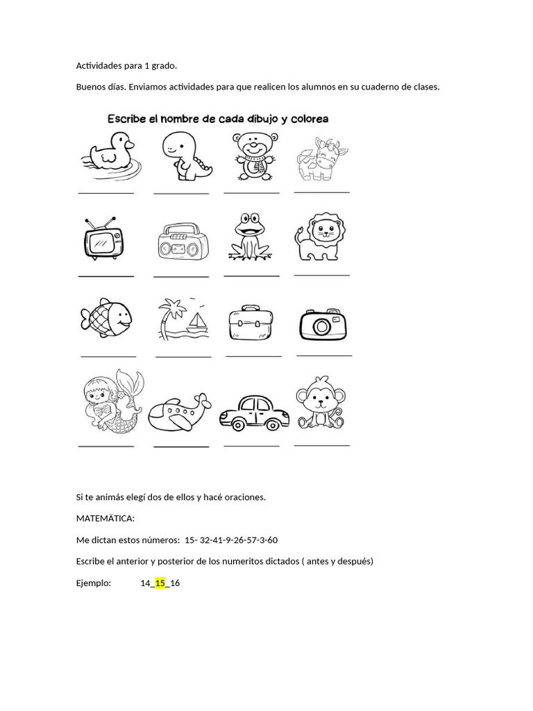 Actividades para 1 Grado | PDF