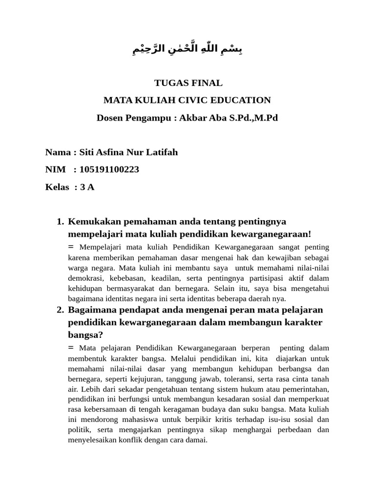 Siti Asfina Nur Latifah 3A Tugas Final | PDF