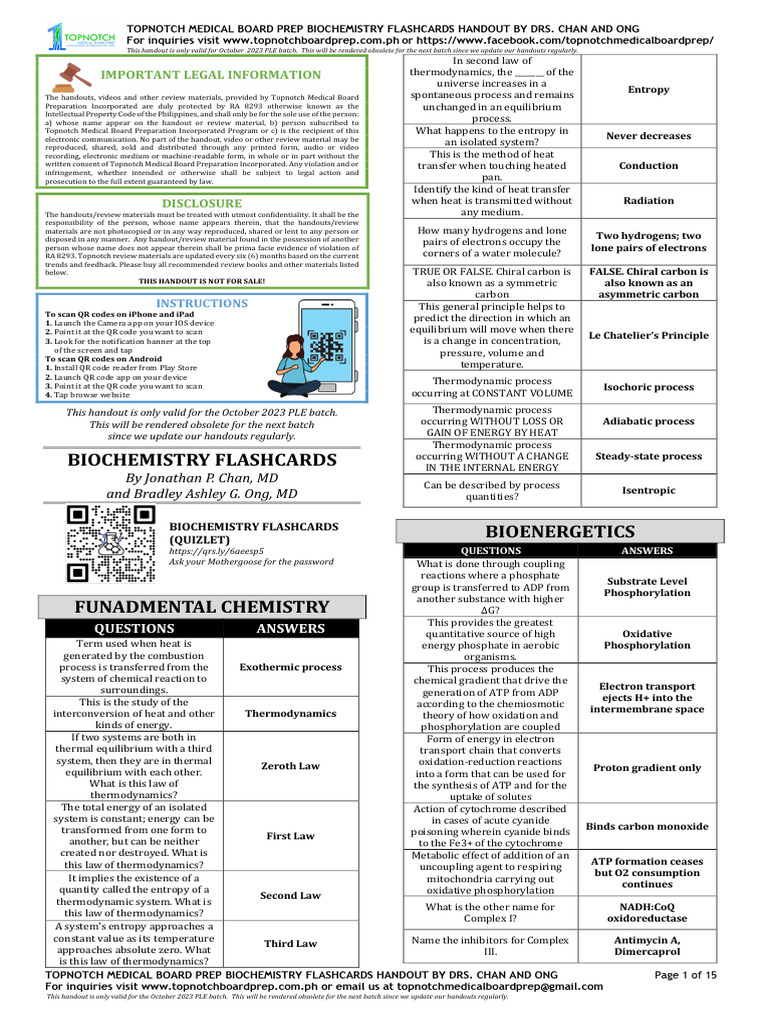 01.0 Biochemistry Flashcards Oct 2023 | PDF | Glycolysis | Glucose