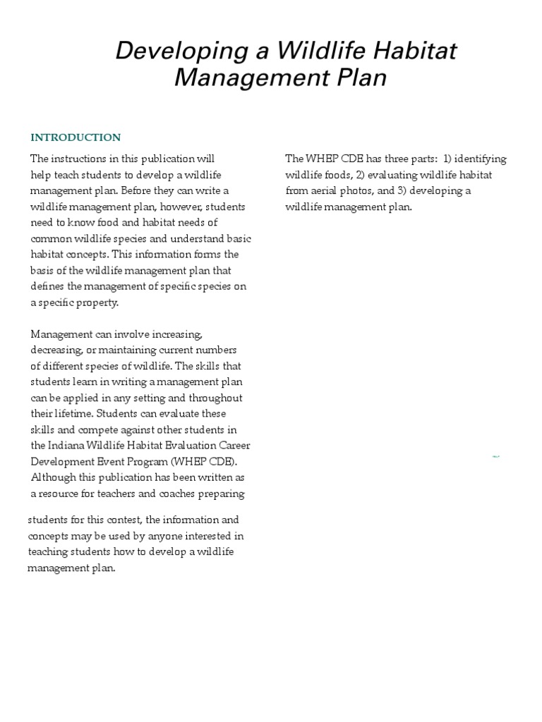 Developing A Wildlife Habitat Management Plan | PDF | Habitat | Botany