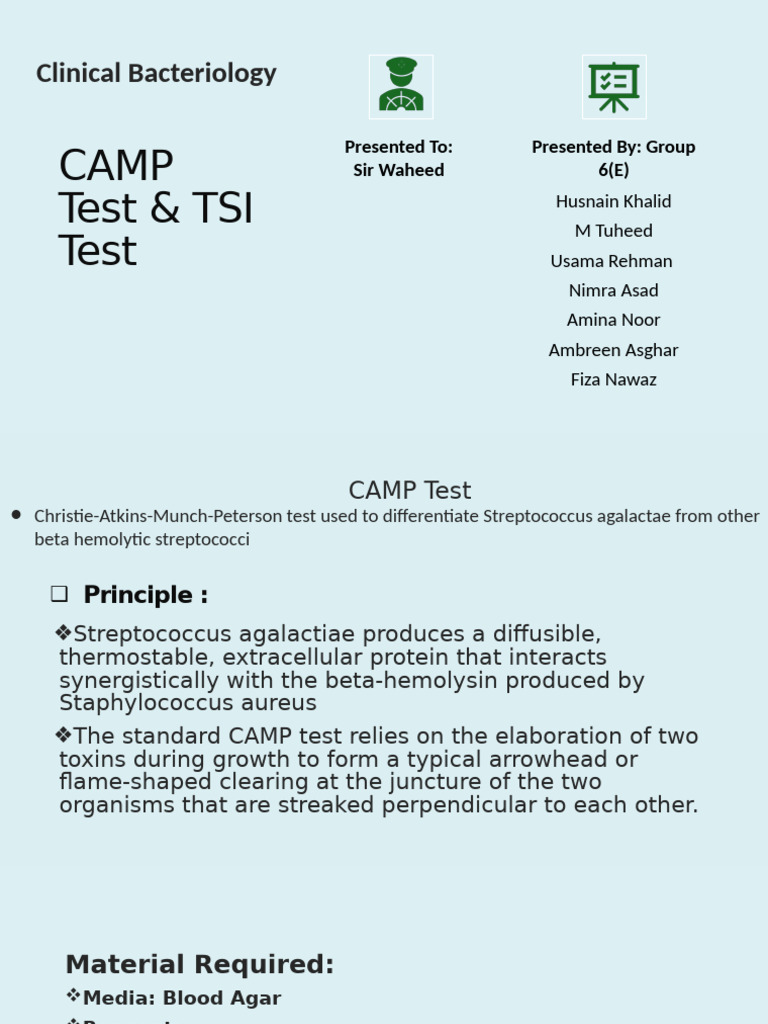 CAMP Test & TSI Test | PDF | Microbiology