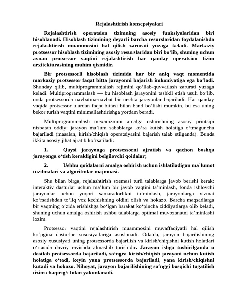 Operatsion Tizim | PDF