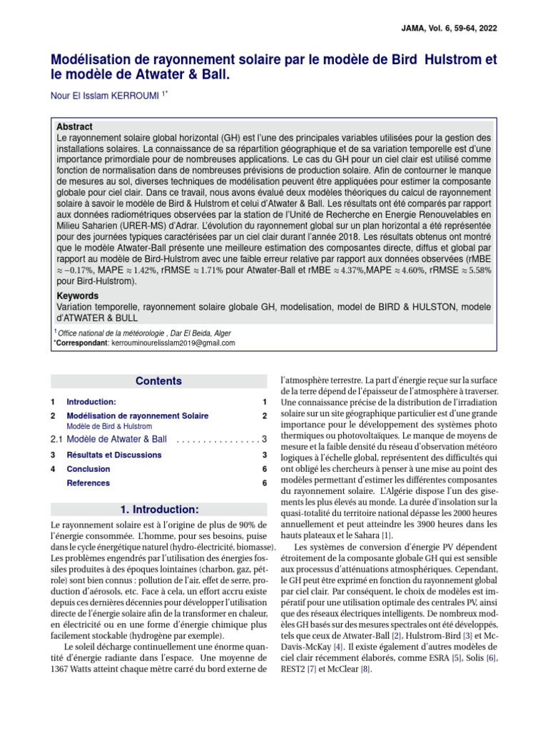Modèles de rayonnement solaire GH 2022 | PDF | Soleil | Phénomène physique