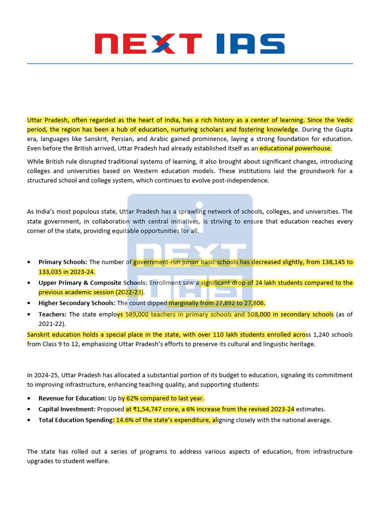 UP Education System Overview 2025 | PDF | Schools | Vocational Education