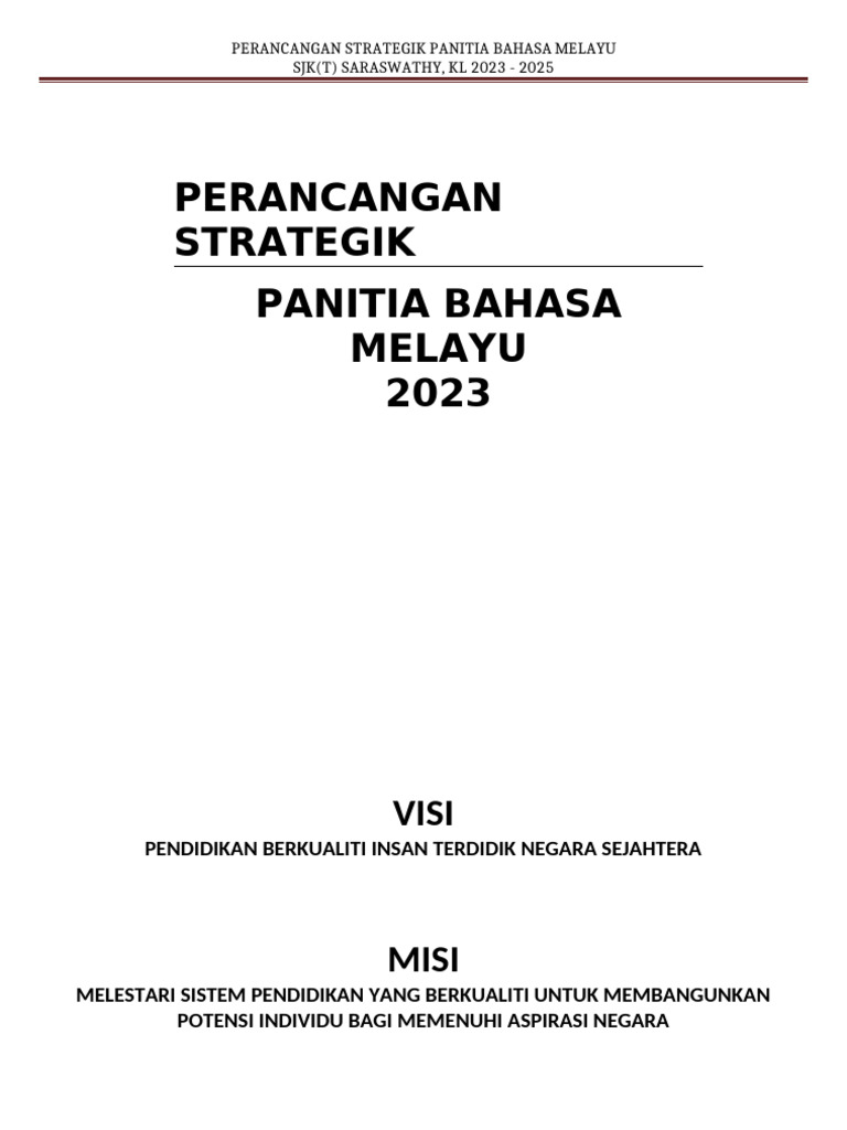 PELAN STRATEGIK DAN ORGANISASI | PDF
