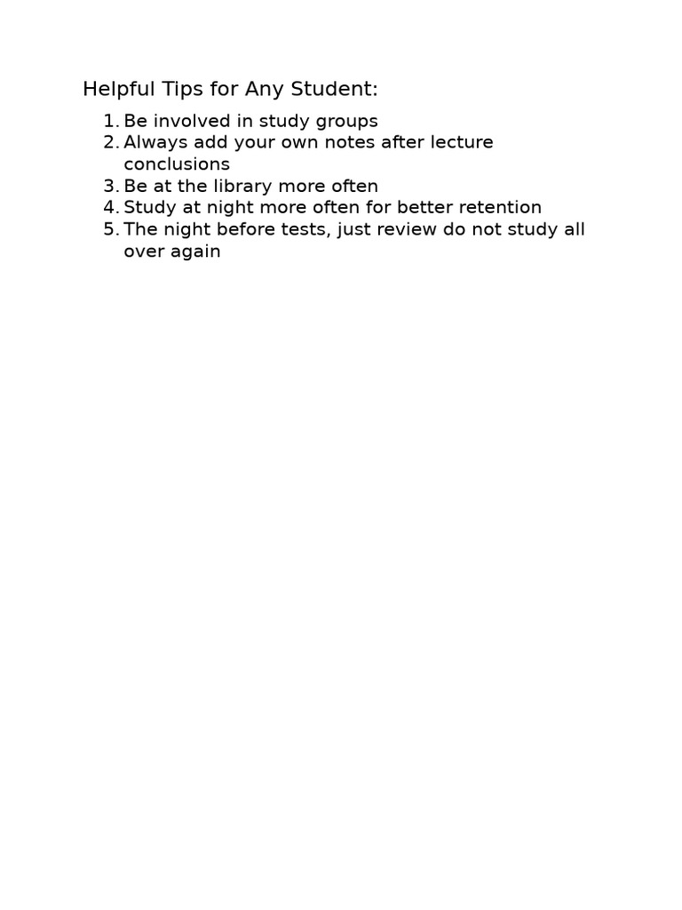 Helpful Tips For Any Student | PDF