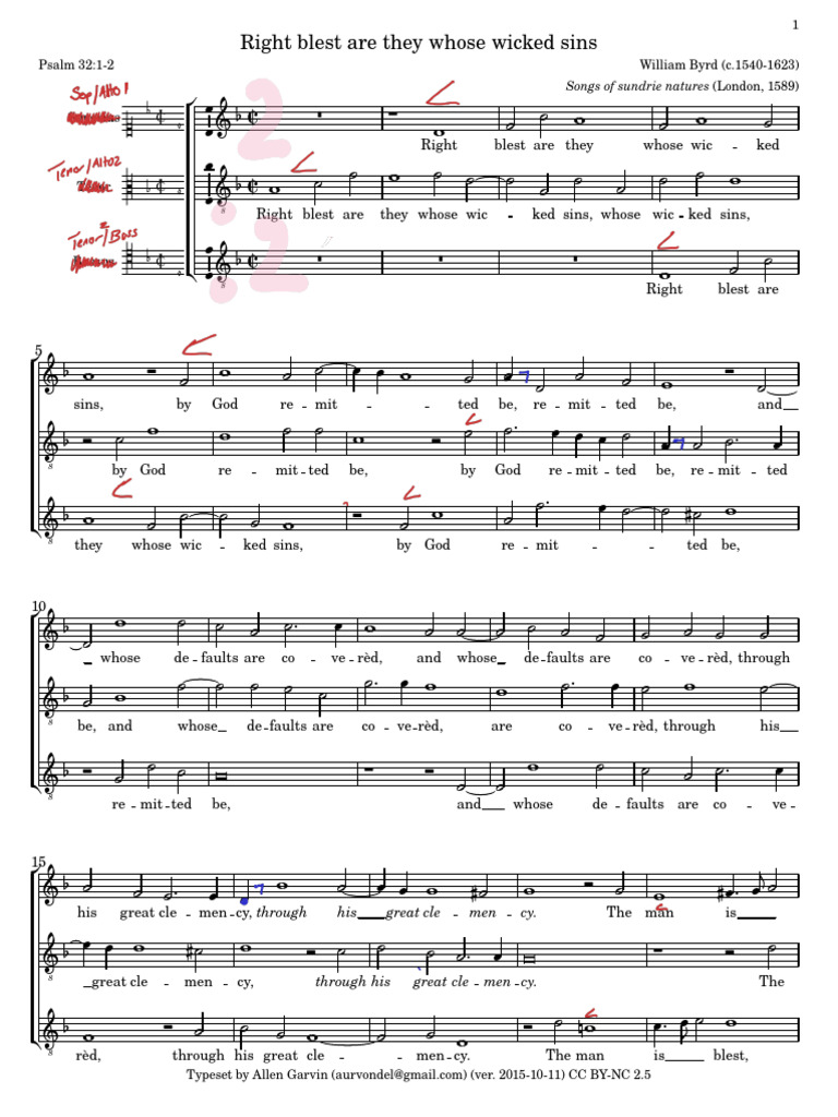 Right Blest Are They Whose Wicked Sins - William Byrd | PDF