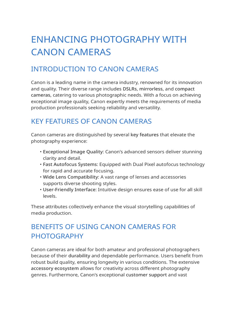 Enhancing Photography with Canon Cameras | PDF