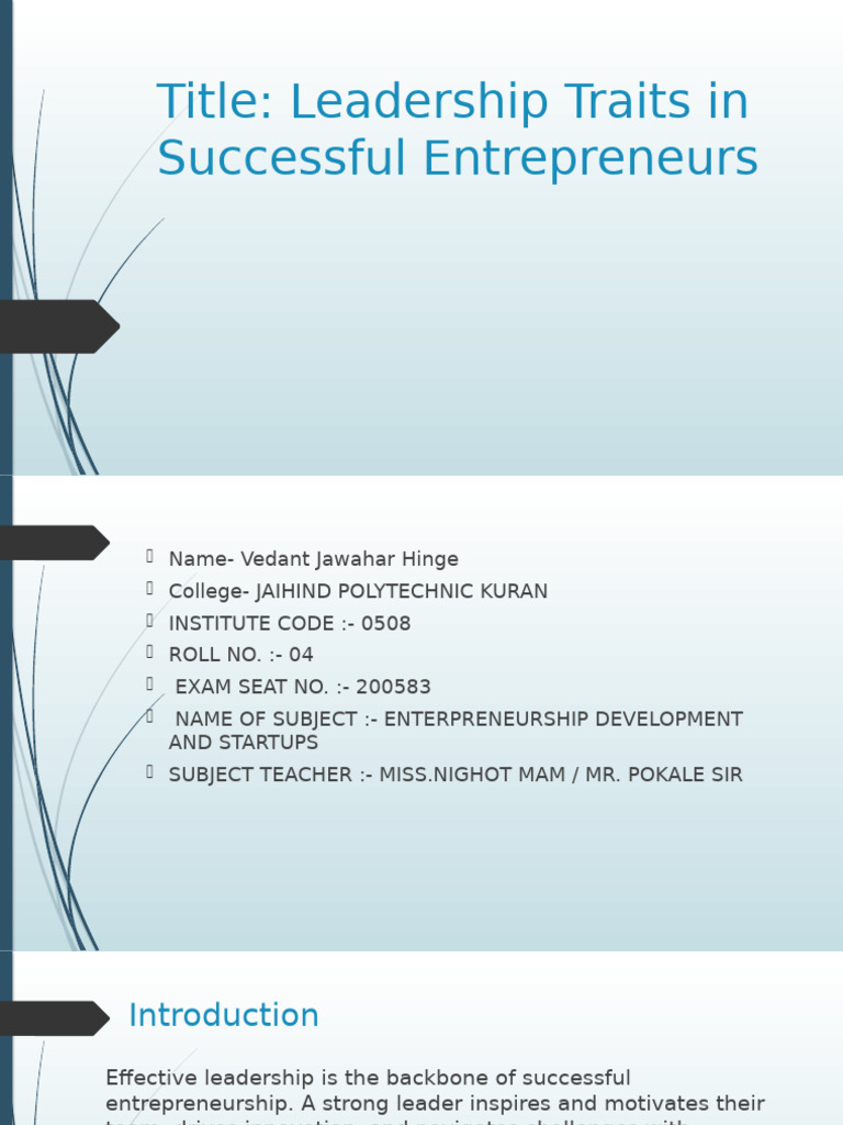 Microsoft PowerPoint Vedant | PDF | Entrepreneurship | Leadership
