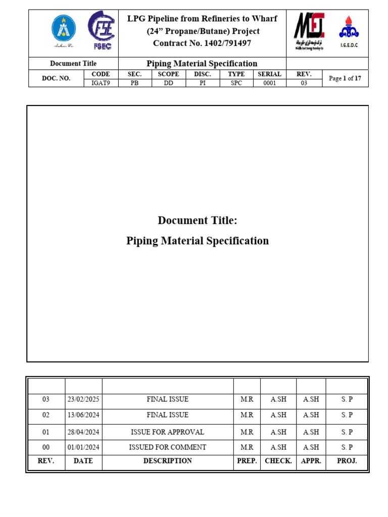 Igat9 PB DD Pi SPC 0001 03 | PDF | Pipe (Fluid Conveyance) | Valve