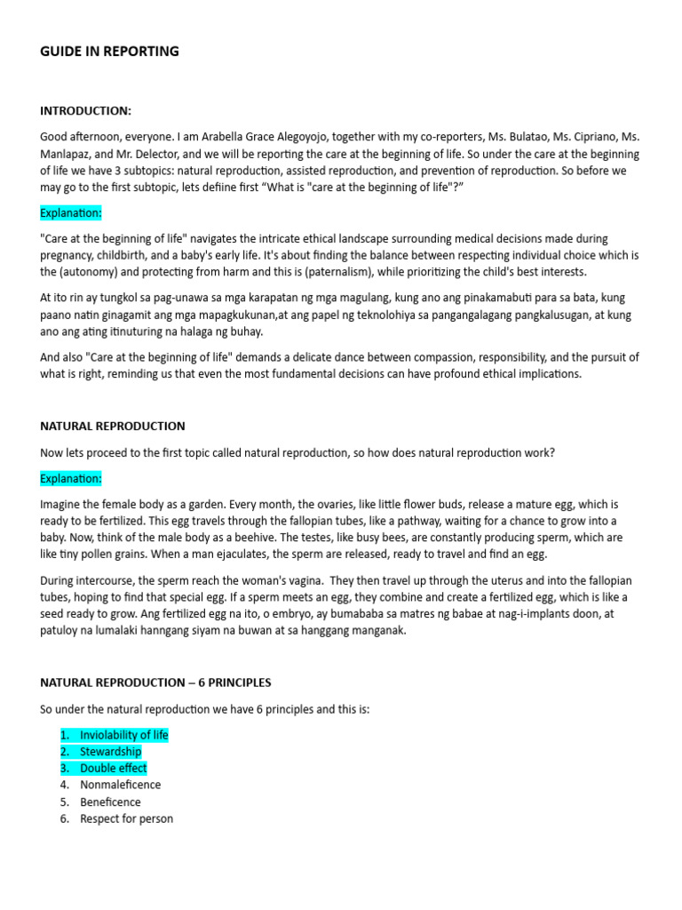 Guide in Reporting | PDF