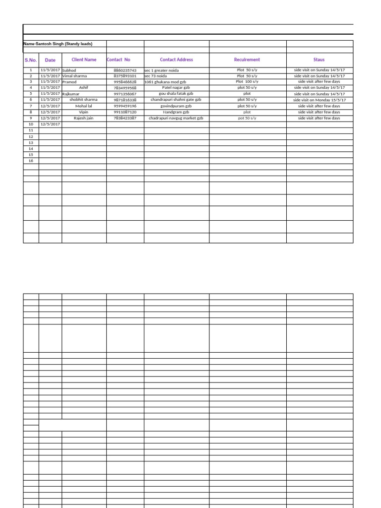 Standy 4 Client Visit Schedule | PDF