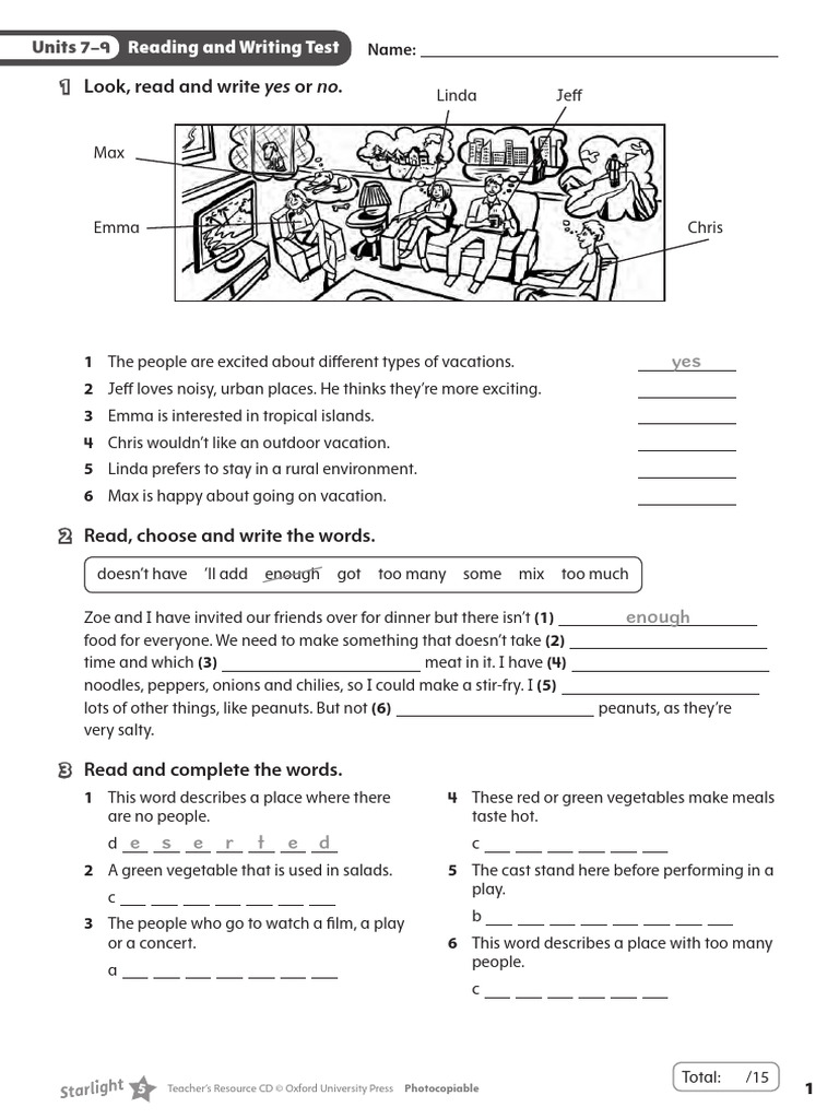 Reading and Writing Test for Students | PDF | Chef | Cuisine
