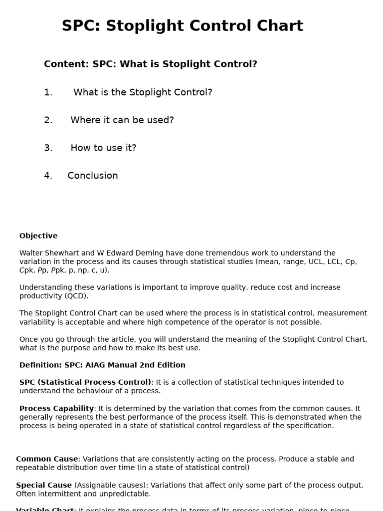 Stoplight Control Chart Overview | PDF