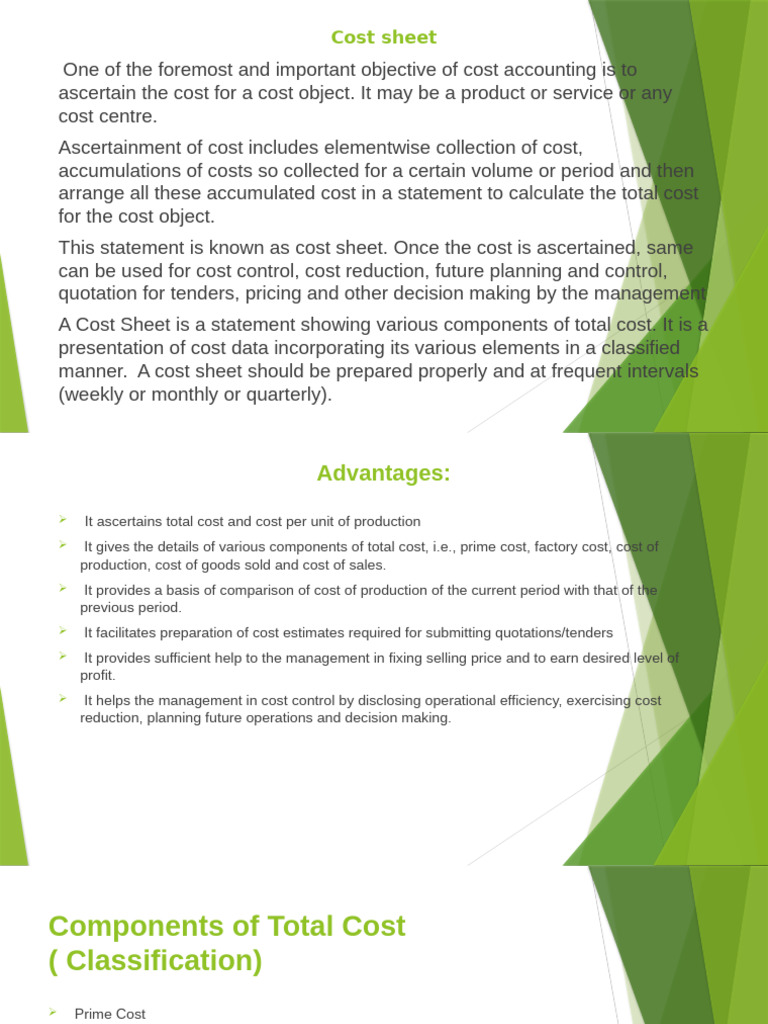 Comprehensive Cost Sheet Guide | PDF | Expense | Debits And Credits
