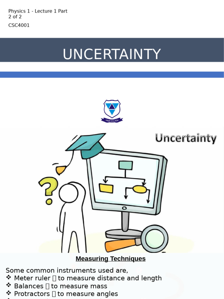 Lecture 1 Part 3 Uncertainty | PDF | Observational Error | Accuracy And Precision