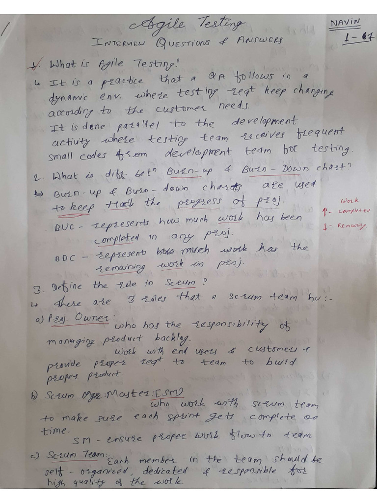 Agile Questions by Navin | PDF