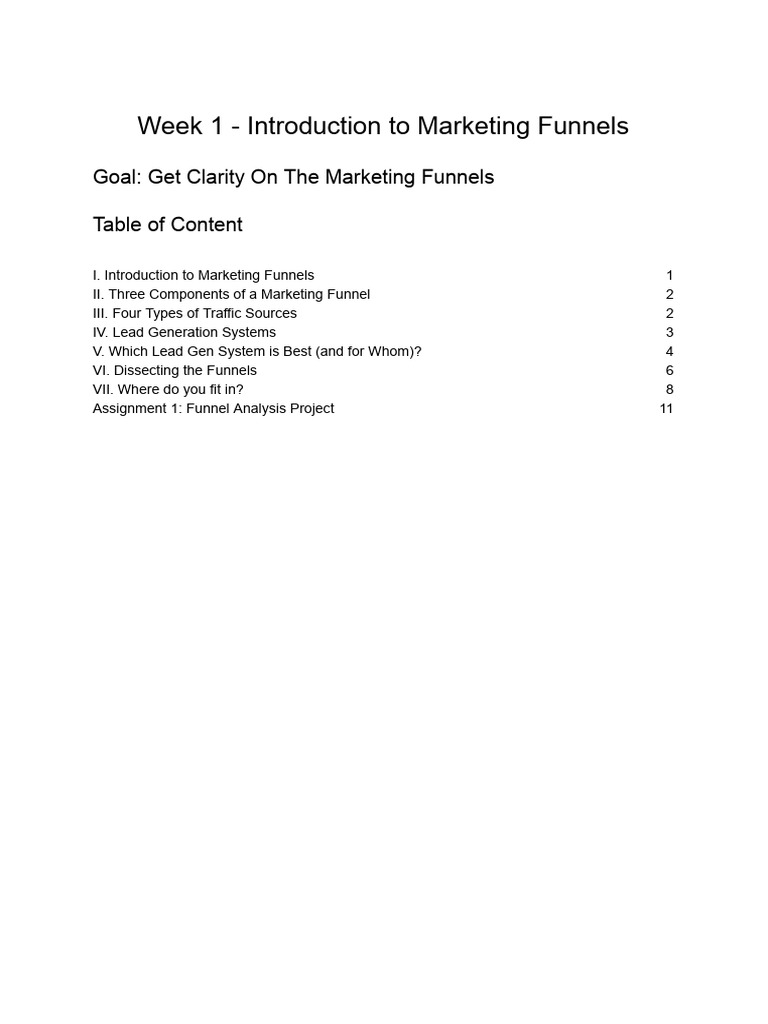 Week 1 - Introduction To Marketing Funnels | PDF | Marketing | Human ...