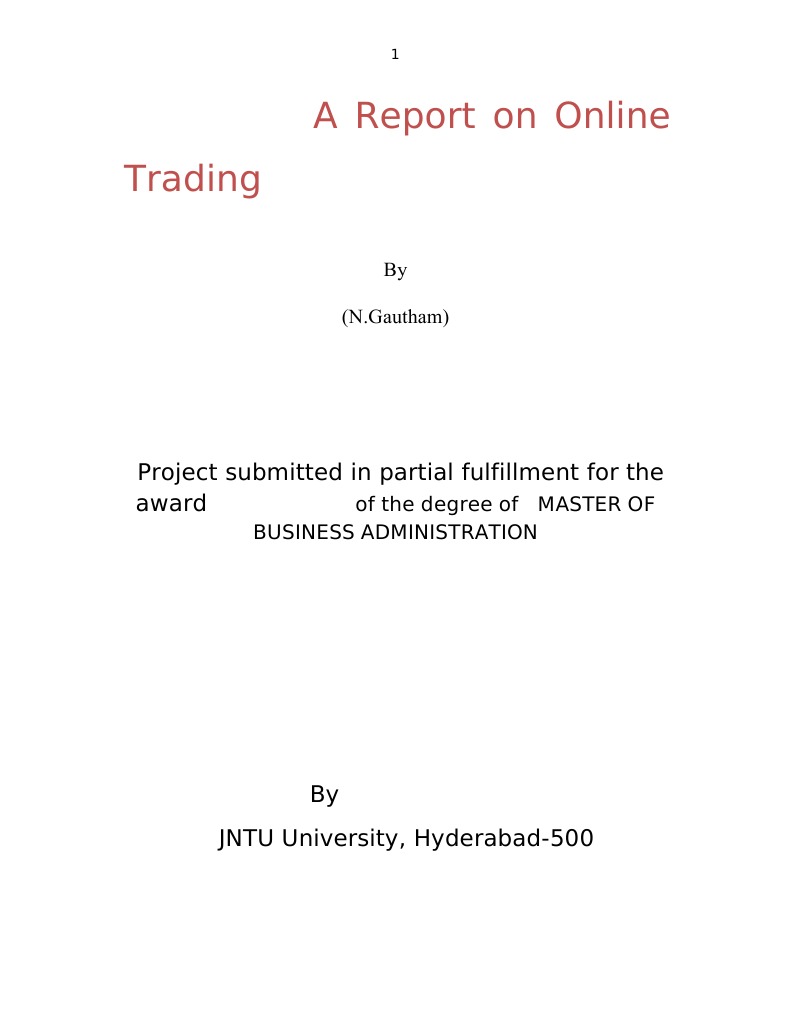 Project On Online Trading | PDF | Financial Markets | Clearing (Finance)