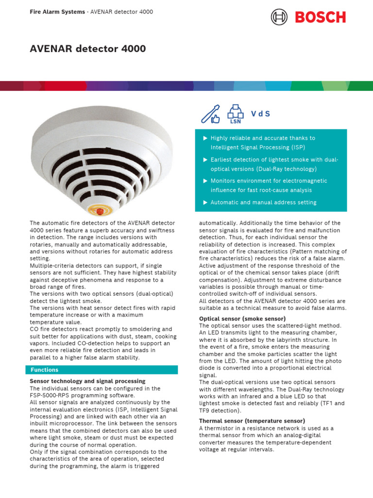 AVENAR Detector 4000 Data Sheet enUS 123435909387 | PDF | Sensor | Security Alarm