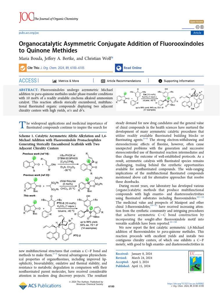 Asymmetric Addition of Fluorooxindoles to Quinones | PDF ...