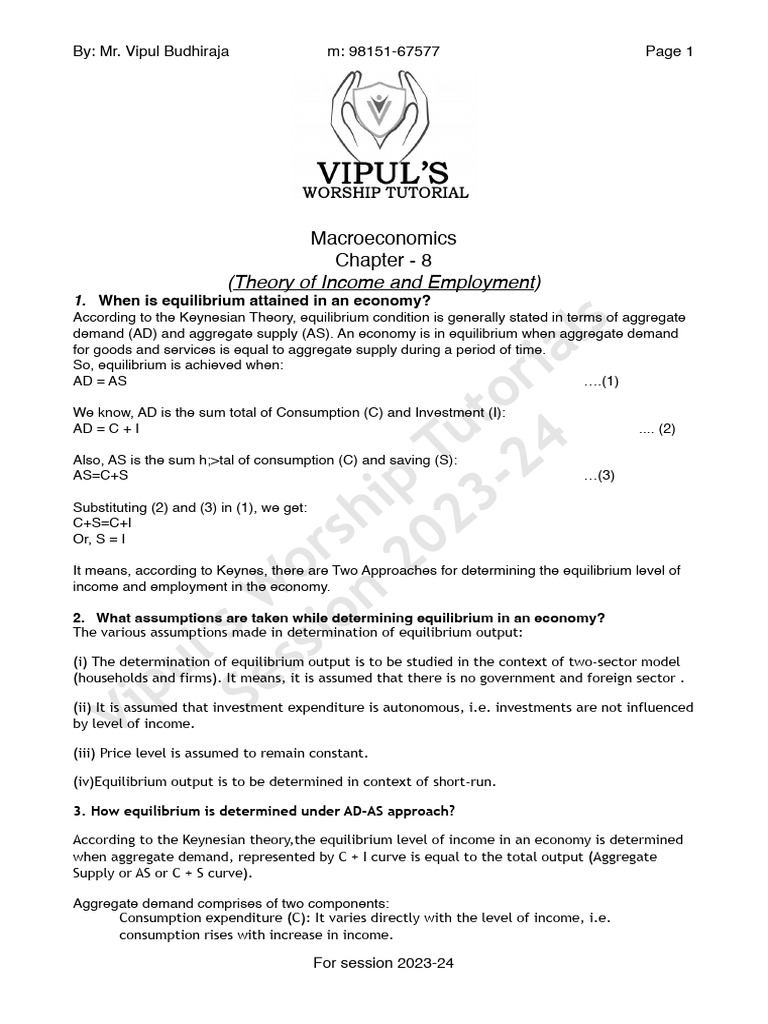CH 8 (Income Determination) | PDF | Fiscal Multiplier | Economic ...