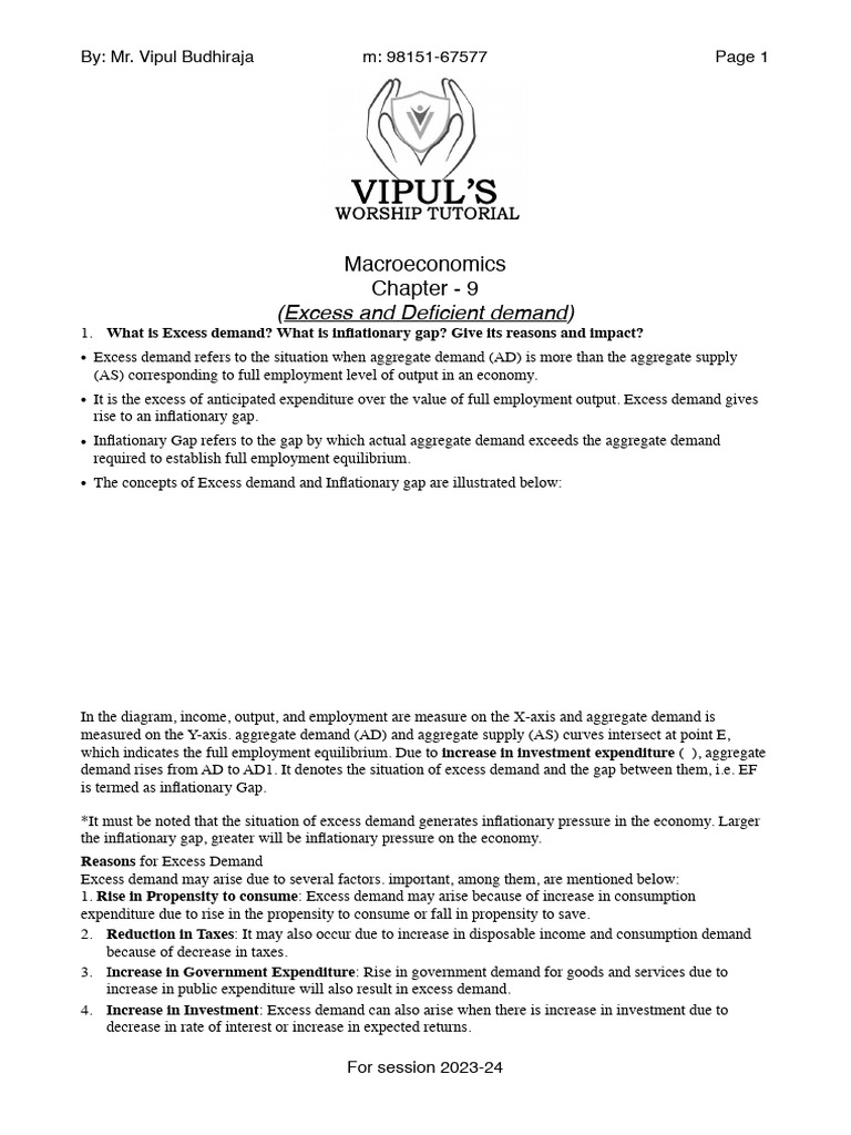 Excess and Deficient Demand Explained | PDF | Aggregate Demand | Fiscal ...