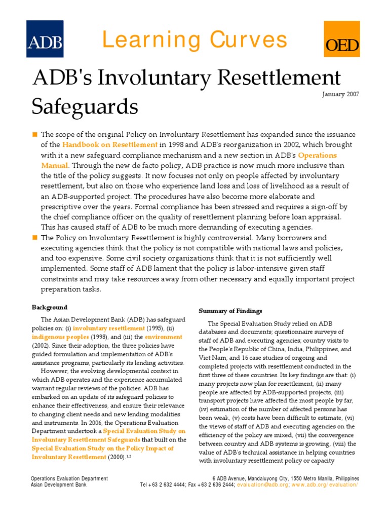 ADB's Involuntary Resettlement Safeguards | PDF | Asian Development ...