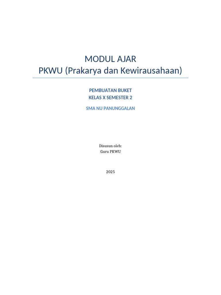 Modul PKWU: Pembuatan Buket Kelas X | PDF