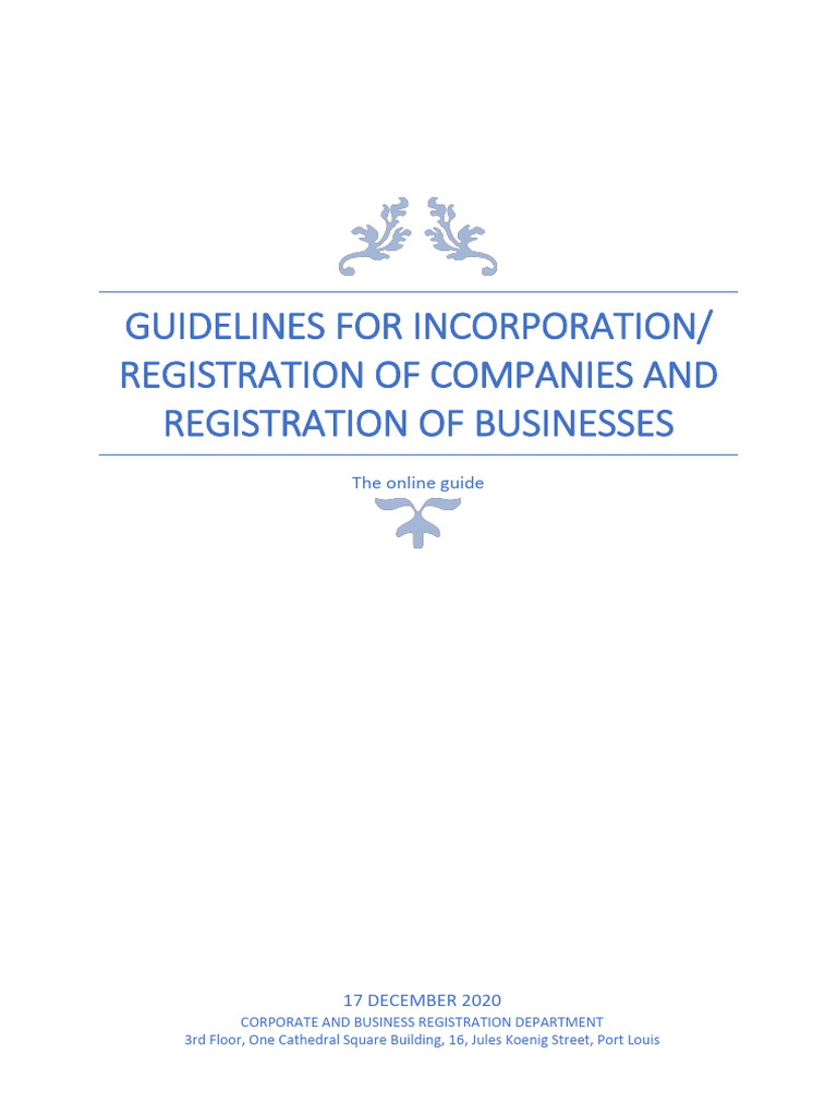 Company Incorporation in Mauritius Guide | PDF | Business | Private Law