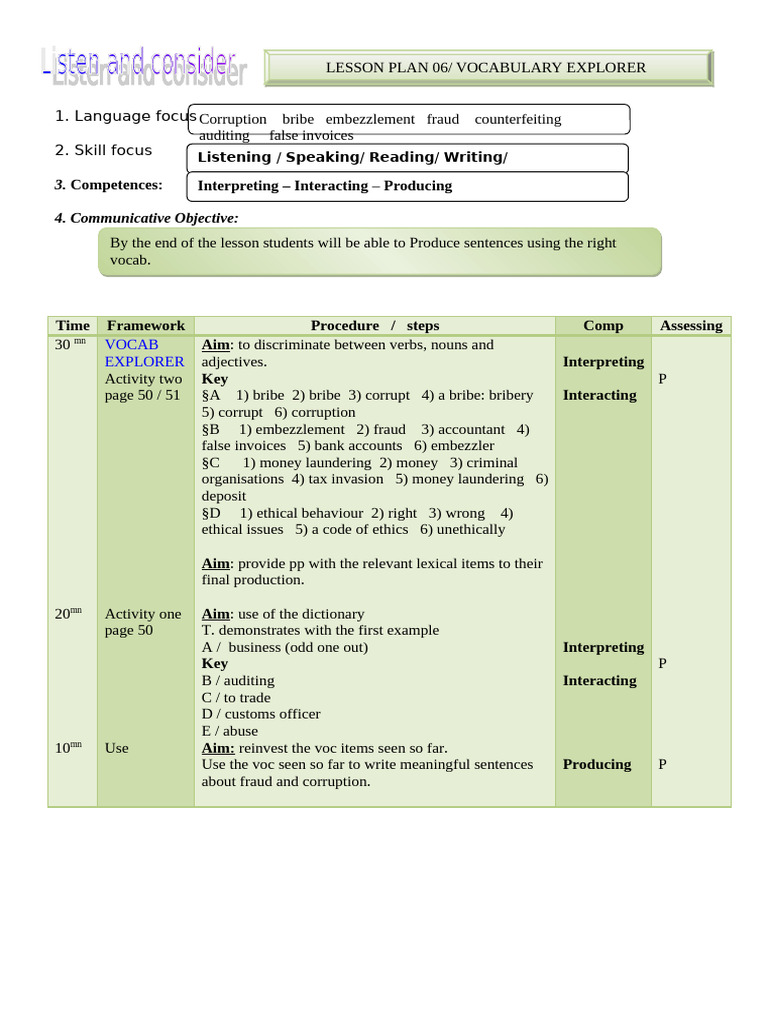 7 - Lesson Plan 06 Vocabulary Explorer | PDF