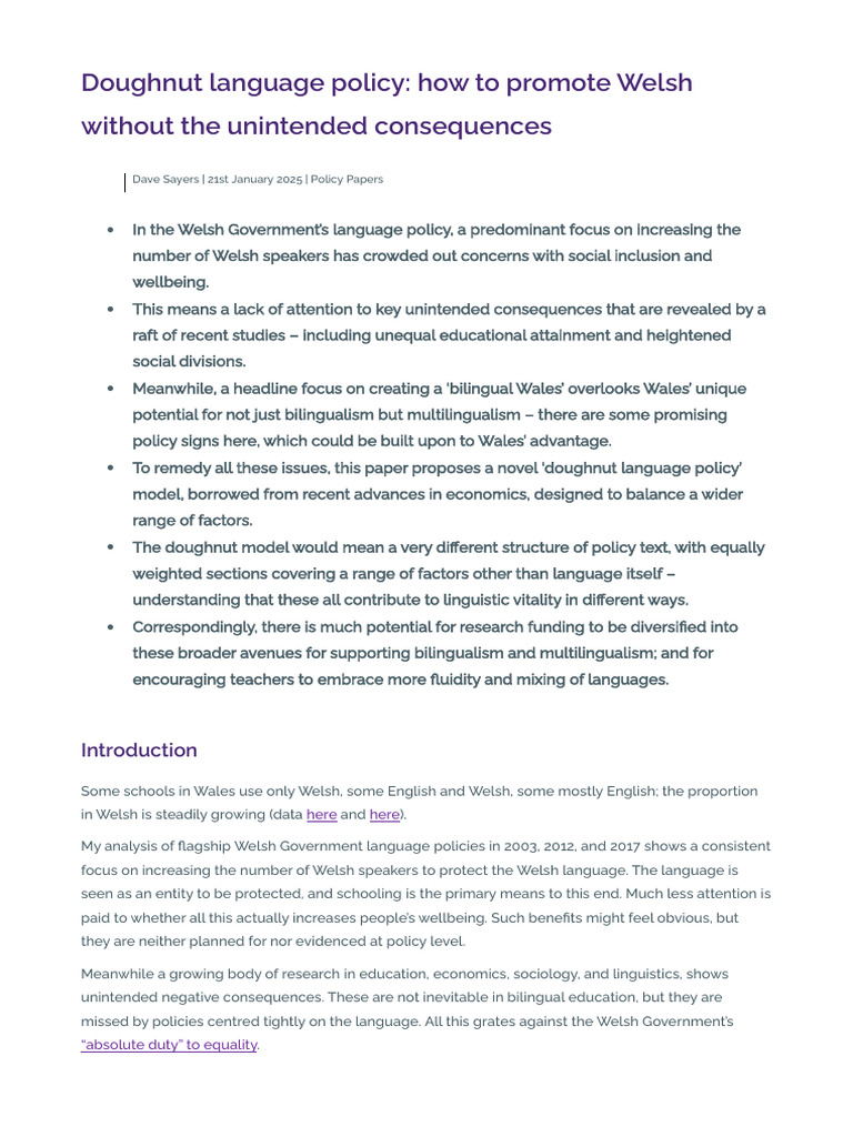 Doughnut Model for Welsh Language Policy | PDF | Wales | Policy