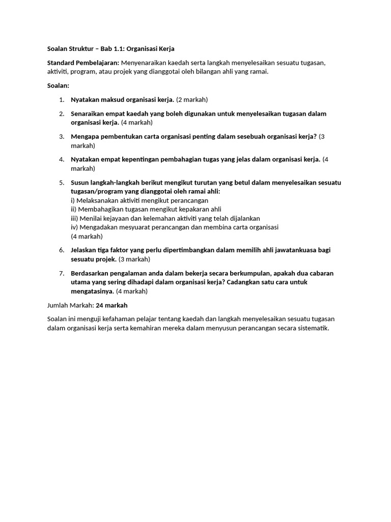 Soalan Struktur | PDF