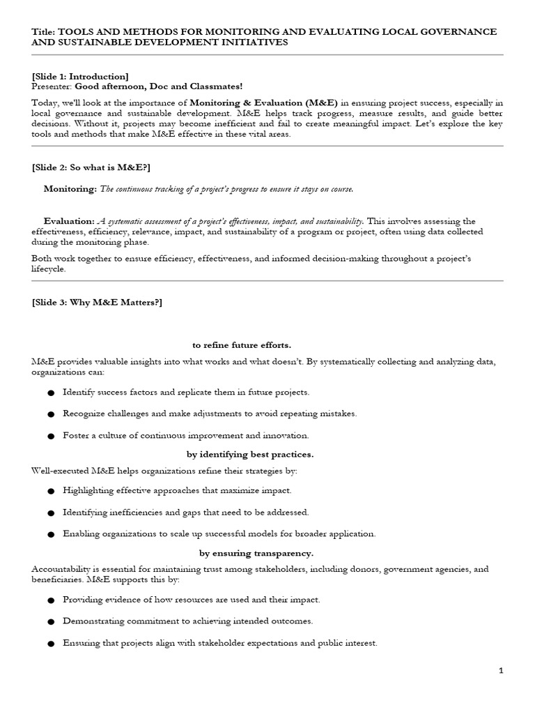 M&E Tools for Local Governance Success | PDF | Survey Methodology ...