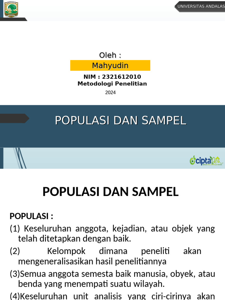 Tugas 1 POPULASI Dan SAMPEL | PDF